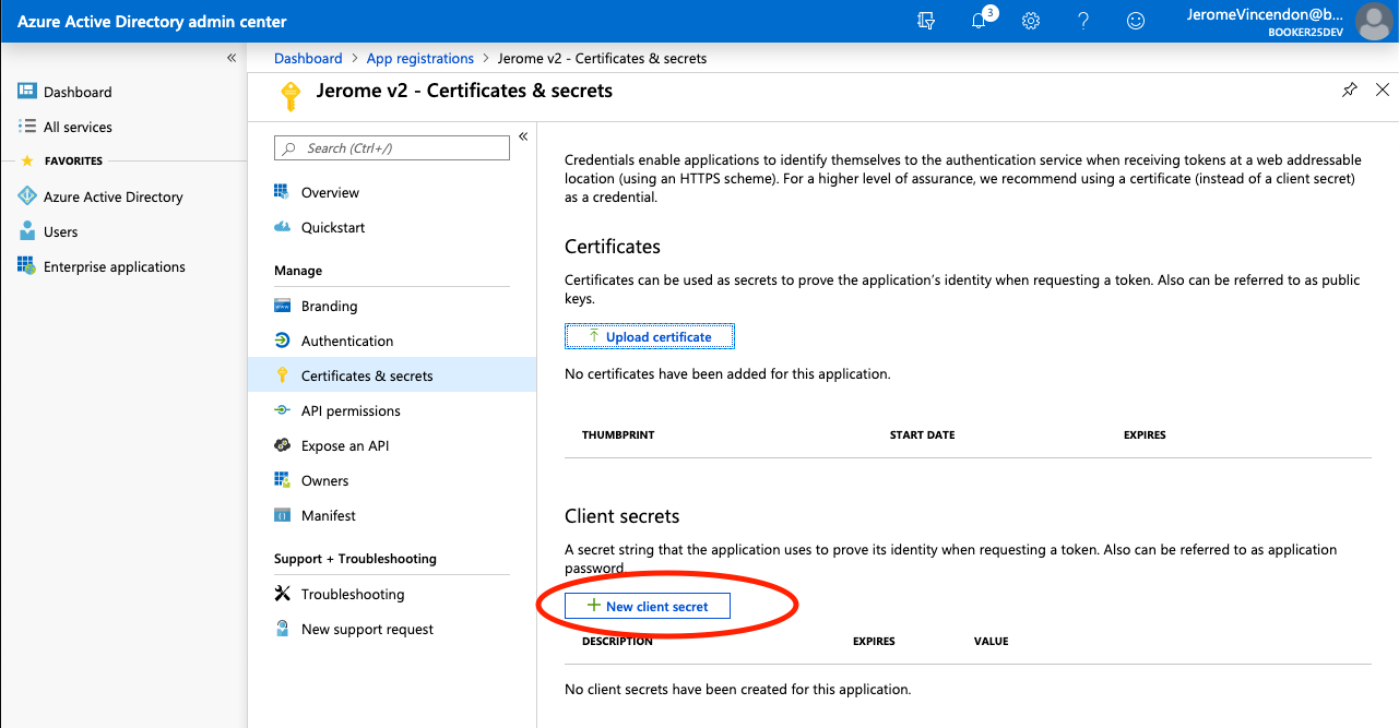 Setup Outlook Authentication