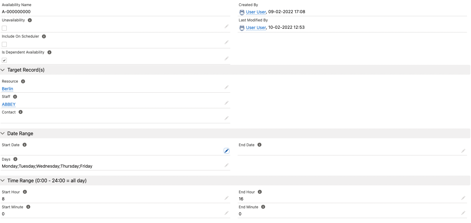 Multi-Dimensional Availabilities